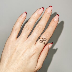 Dainty Initial L Ring • Custom Letter Ring in Sterling Silver, Gold ...