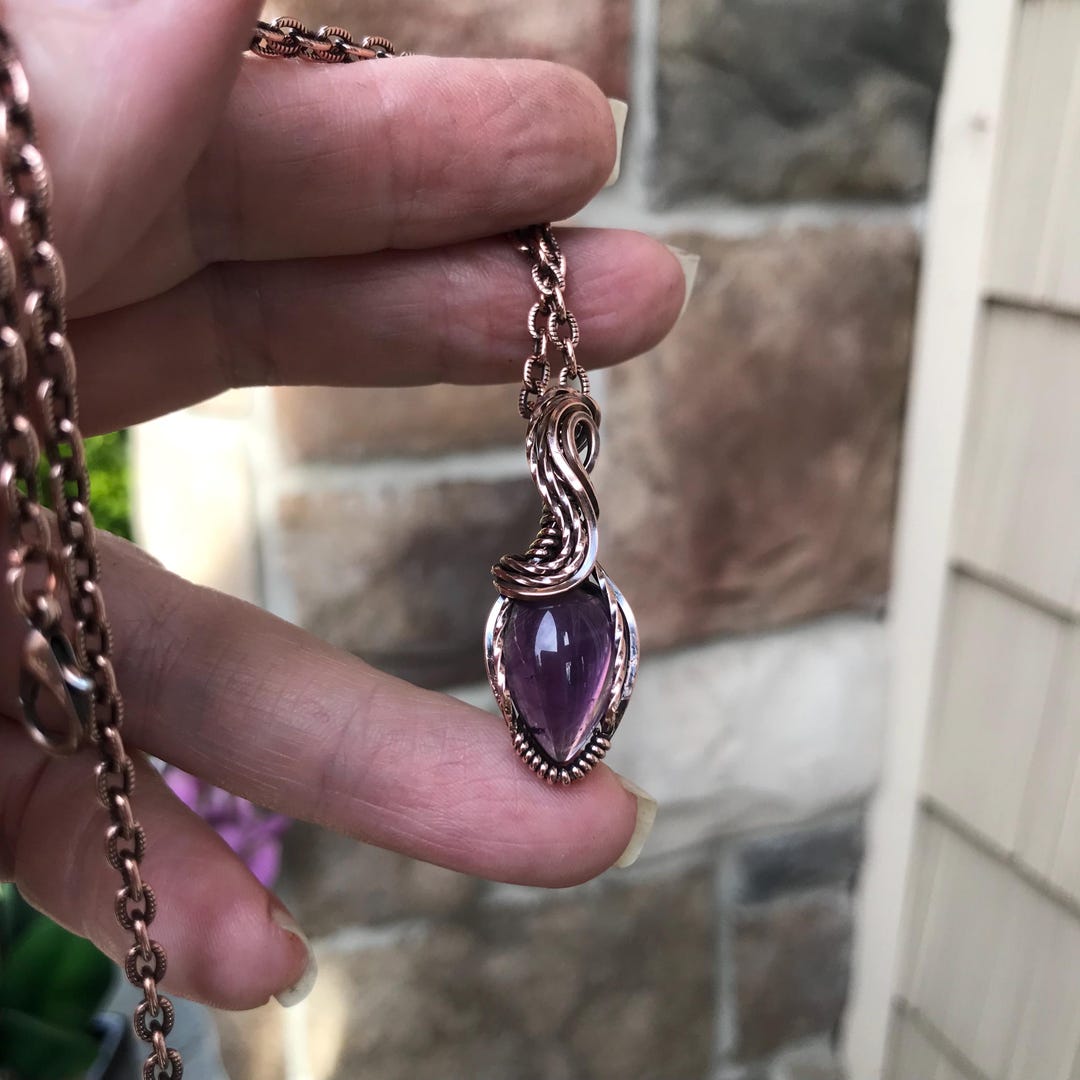 Ametrine Amethyst Small Copper Wire Wrapped Necklace, Purple Quartz ...
