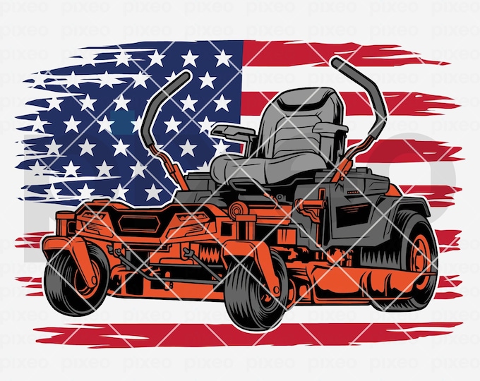 US Flag Lawn Mower SVG: Patriotic Landscaping Clipart (digital Download ...