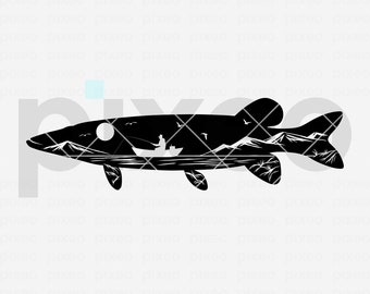 Northern Pike Fishing Svg, Fishing Svg, Pike Fish Svg, Pike Clipart ...