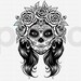 Floral La Catrina SVG, Sugar Skull Clipart, Day of the Dead (digital ...