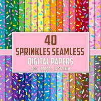RAINBOW SPRINKLES Seamless Digital Papers - SWEETS Patterns, Instant ...