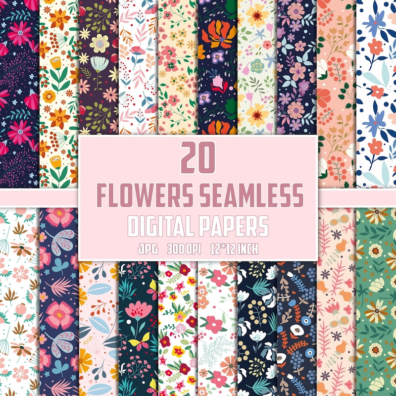 Flower Digital Paper - Etsy
