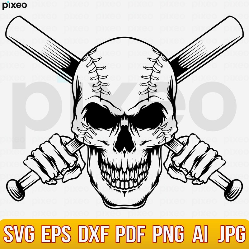 Softball Skull Svg - Etsy