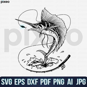Sailfish Fishing SVG: Vector Clipart, Cricut Cut File - Etsy