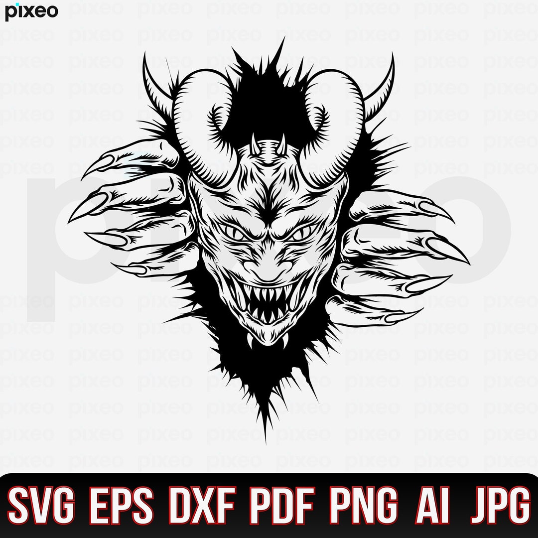 Demon in the Wall SVG, Scary Demon SVG, Demon SVG, Demon Clipart, Demon ...