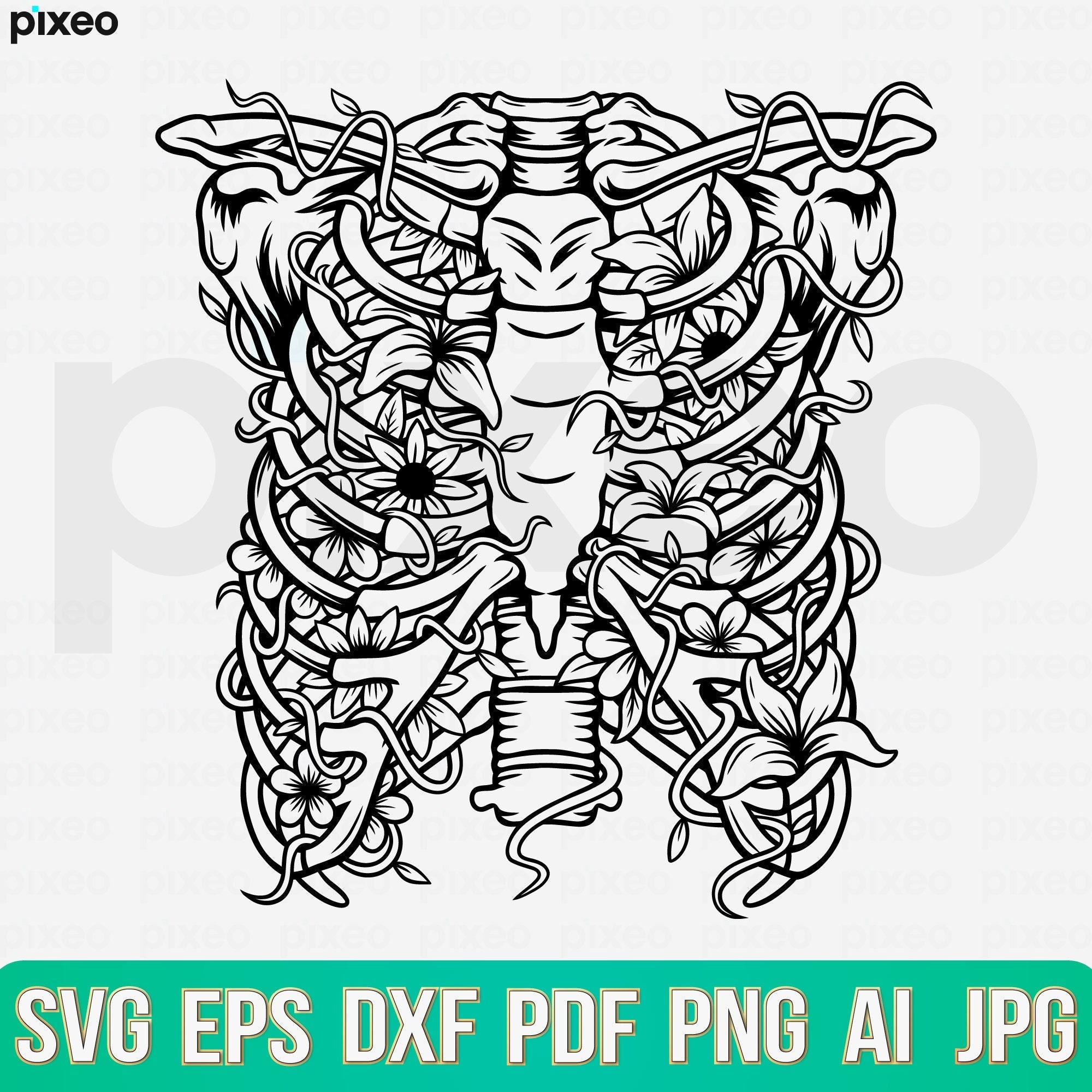 Rib Cage Floral Svg Ribcage Flowers Svg Skeleton Rib Cage - Etsy Canada