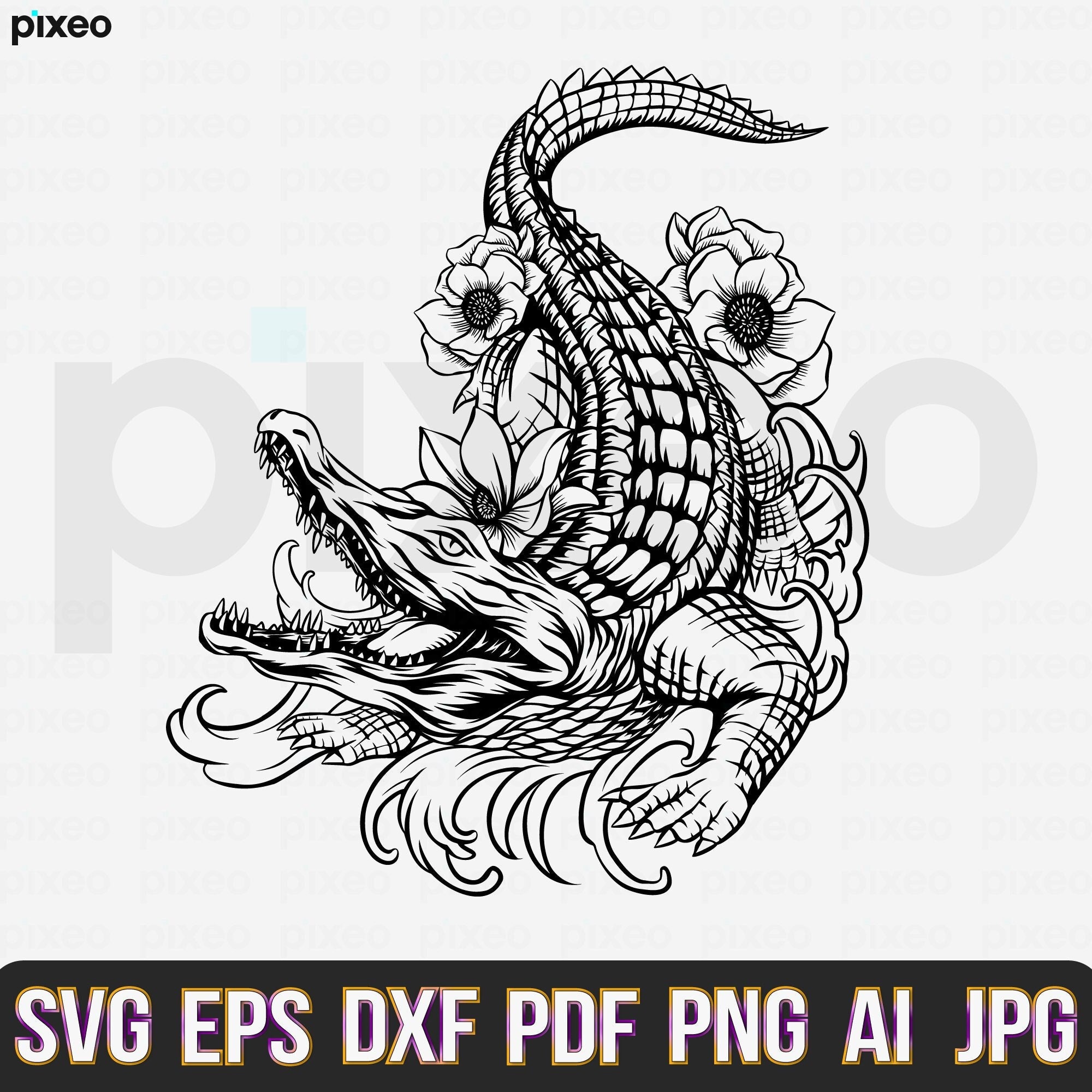 Alligator With Flowers Svg Alligator Svg Crocodile Svg - Etsy Canada