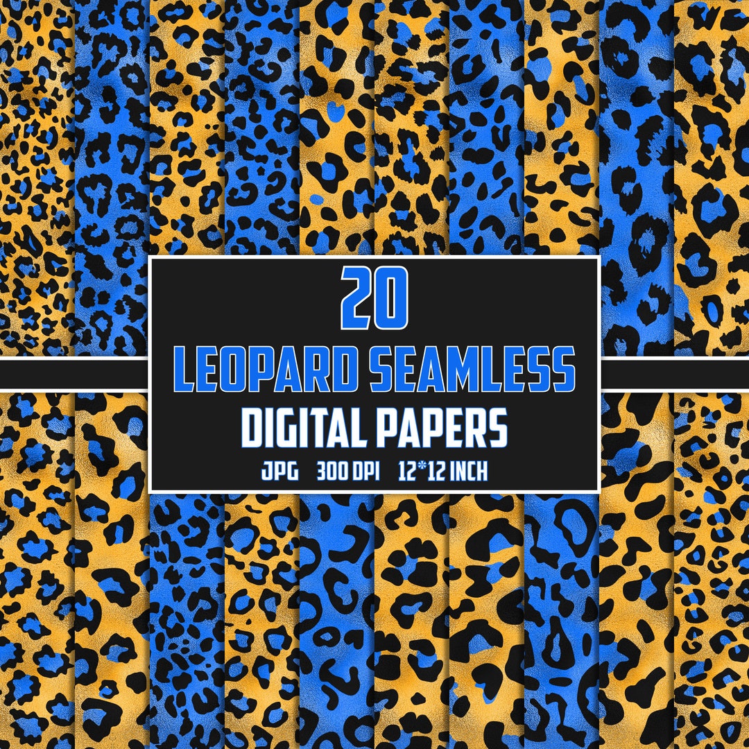 Blue Gold Leopard Digital Paper, Leopard Seamless Pattern, Leopard ...