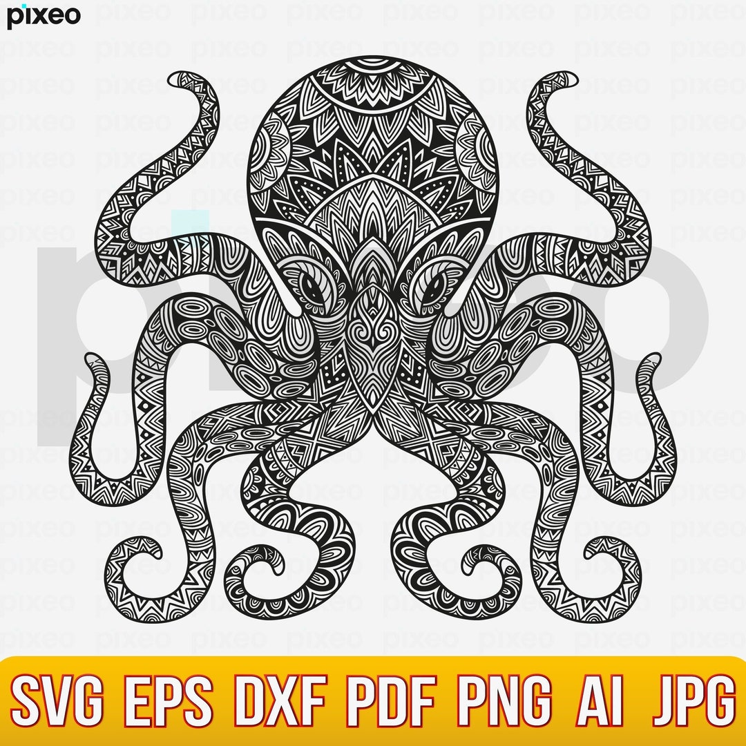 Octopus Svg, Octopus Mandala Svg, Octopus Clipart, Mandala Svg, Octopus ...
