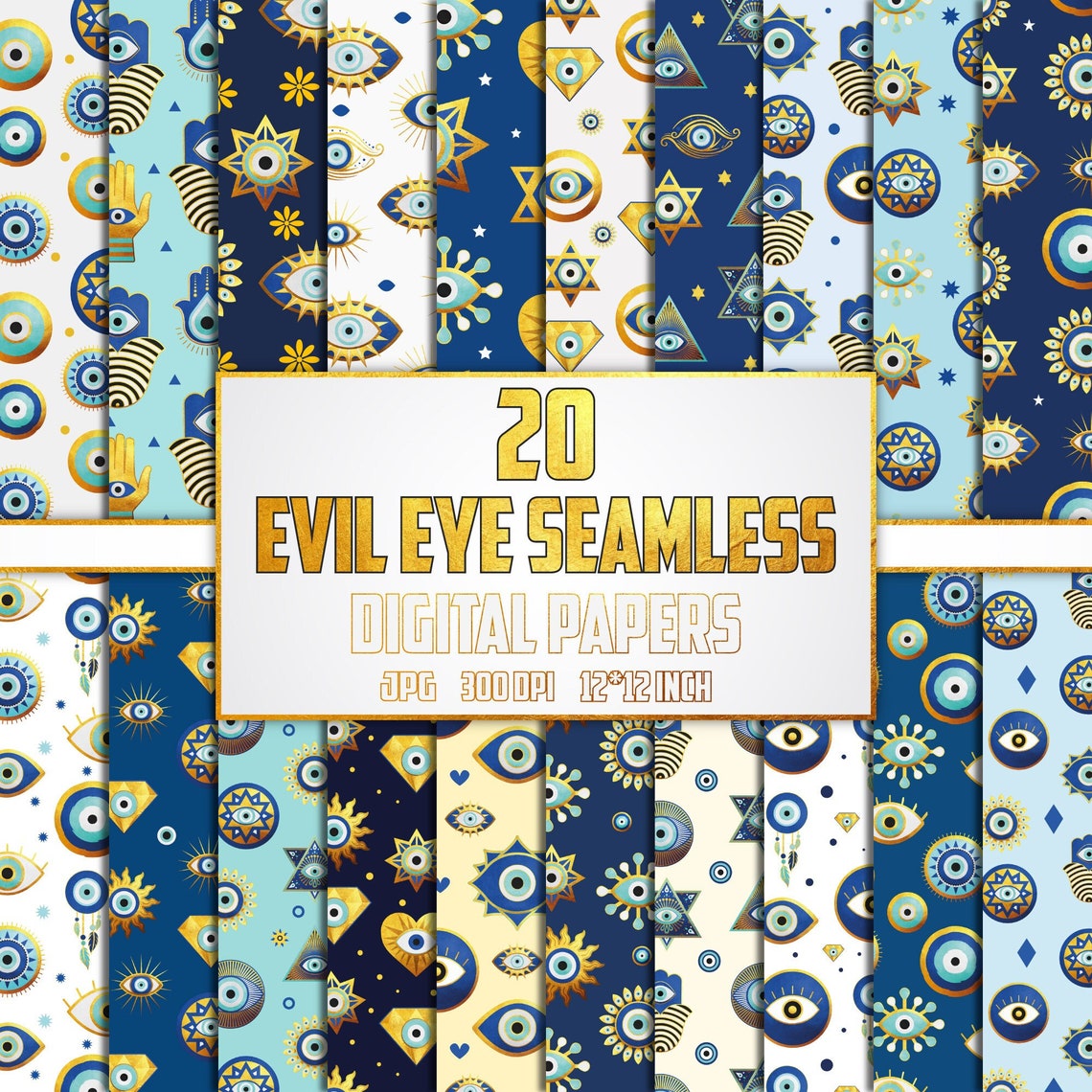 Evil Eye Seamless Patterns Evil Eye Digital Papers Evil Eye - Etsy