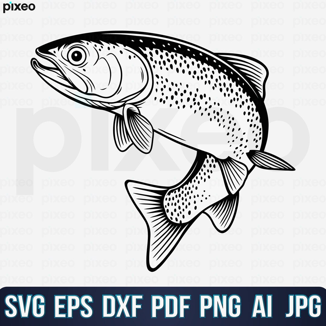 Trout Fishing SVG: Fish Vector Clipart, Cricut Cut File (digital ...