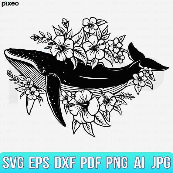 Whale With Flowers Svg Whale Svg Whale Flower Svg Whale - Etsy Canada
