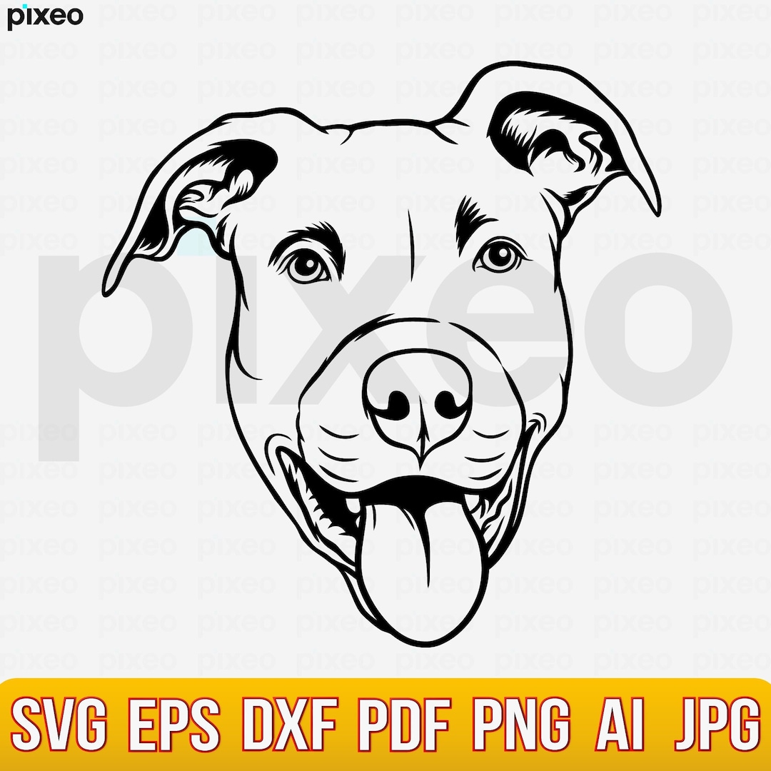 Pitbull Svg, American Pit Bull Svg, Pitbull Clipart, Pitbull Vector ...