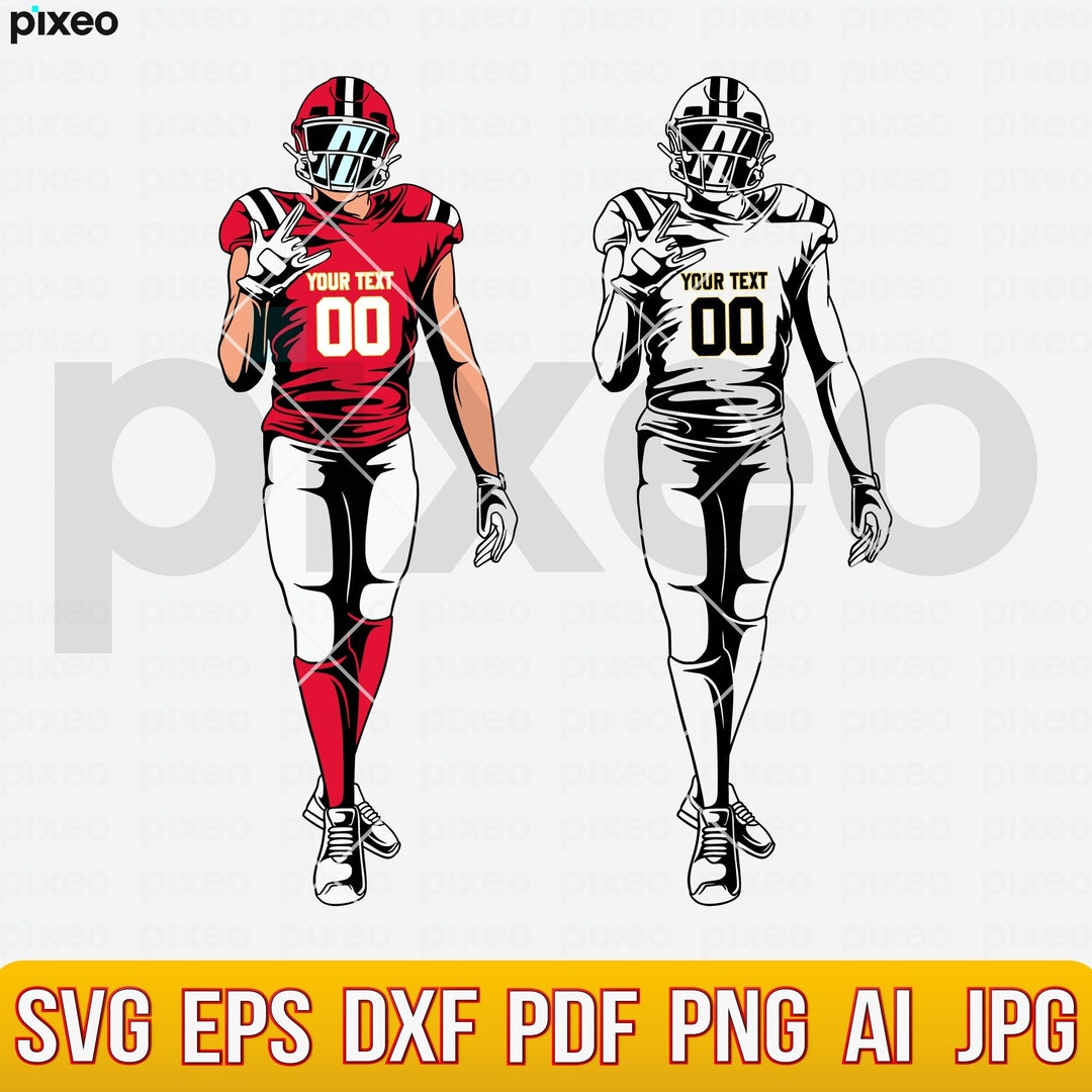 Football Player SVG: Customizable Team Shirt Cut Files (digital ...