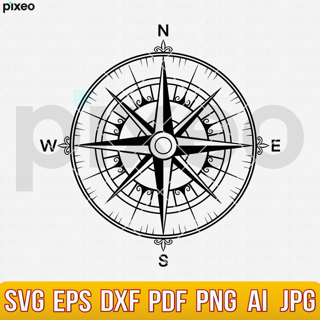 Compass Svg, Nautical Compass Svg, Compass Clipart, Compass Vector ...