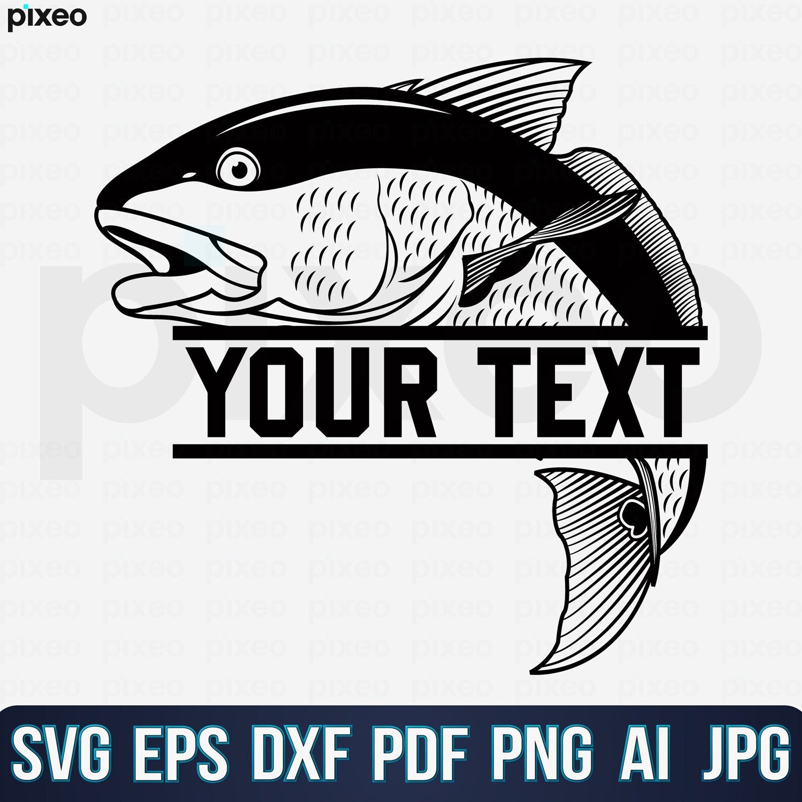 Red Drum Fishing SVG: Personalized Fish Clipart, Vector Cut File ...
