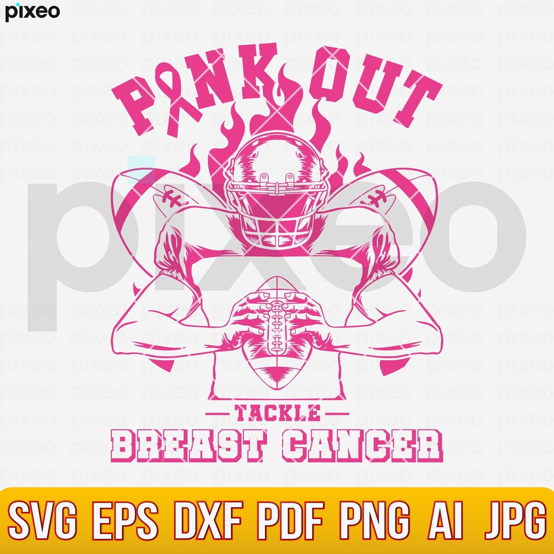 Football Player Svg, Pink Out Svg, Tackle Breast Cancer Svg, Football ...