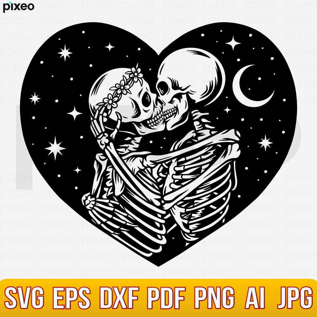 Skull Lovers Svg, Skull Svg, Dead Skeleton Love Svg, Gothic Svg, Skull ...