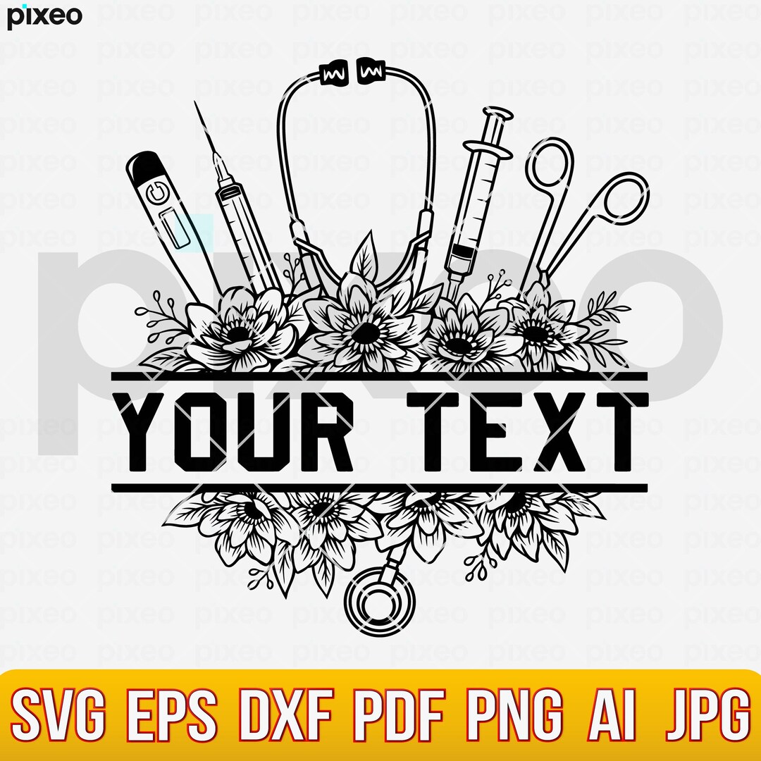 Nurse Floral Frame Svg Medical Clipart Doctor Cut File Digital