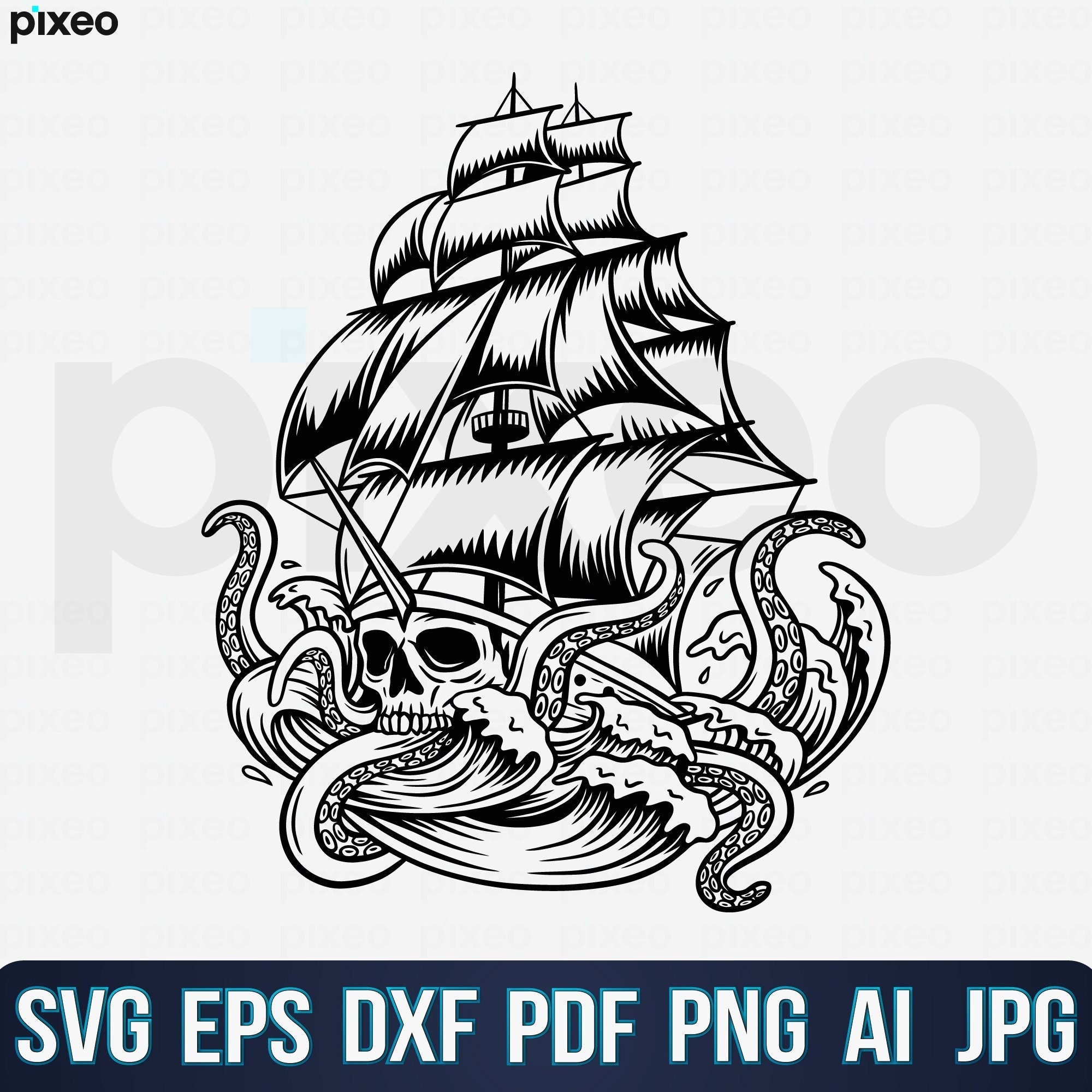 Pirate Ship Svg - Etsy