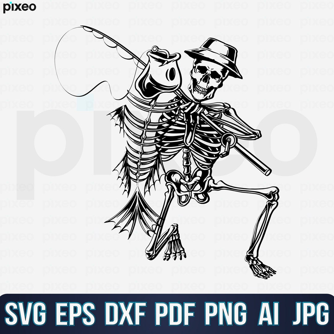 Skeleton Fisherman Svg, Skull Fisherman Svg, Skull Fishing Svg ...