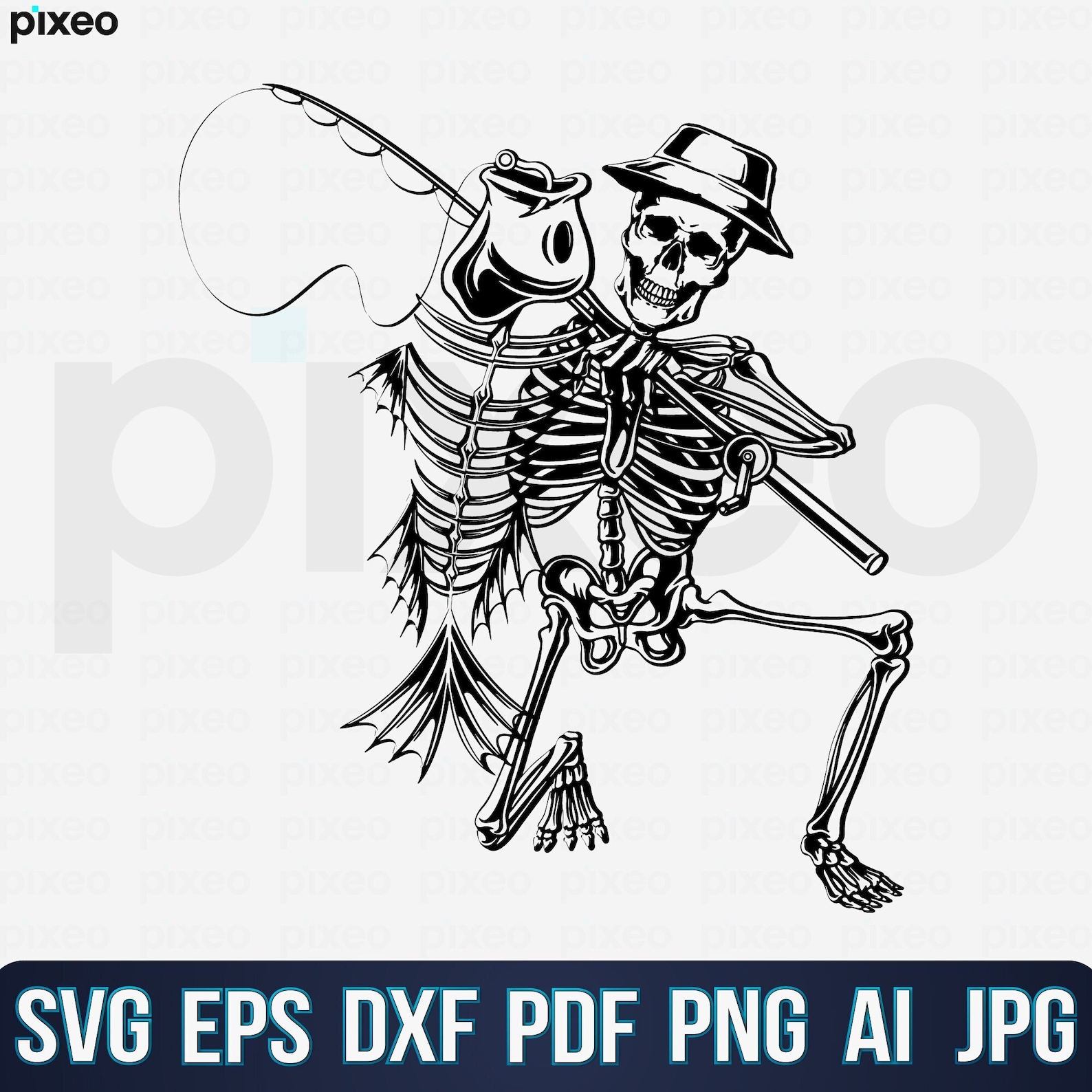 Skeleton Fisherman Svg Skull Fisherman Svg Skull Fishing - Etsy