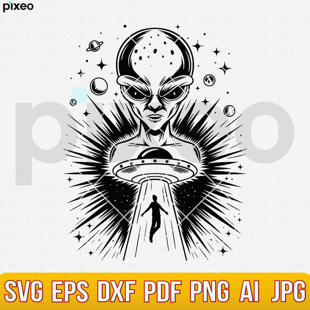 Alien Svg, UFO Svg, Alien Vector, Alien Head Svg, Alien Clipart ...