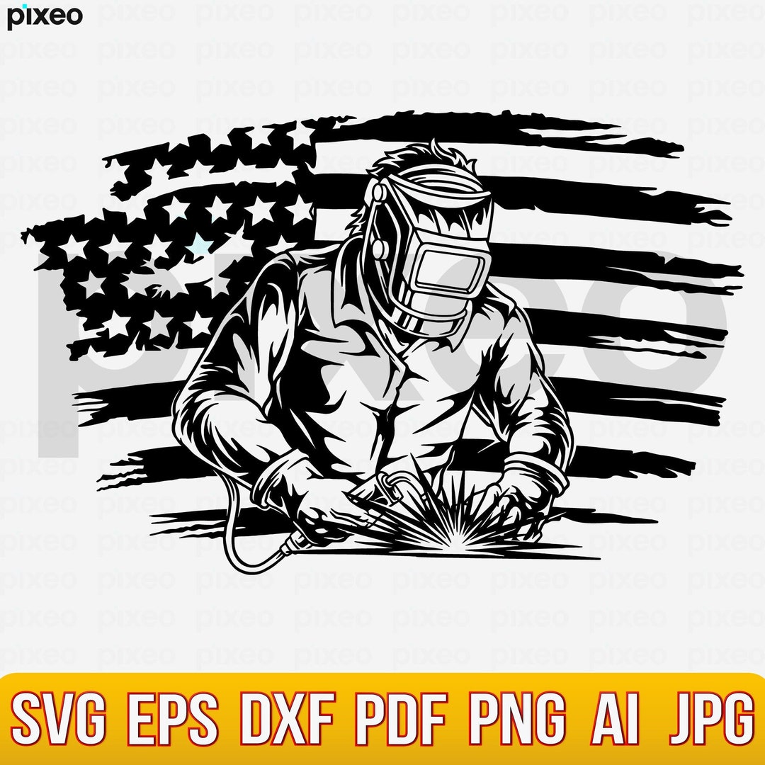 Welder With USA Flag Svg, Welder Svg, Welding Svg, Welder Clipart ...