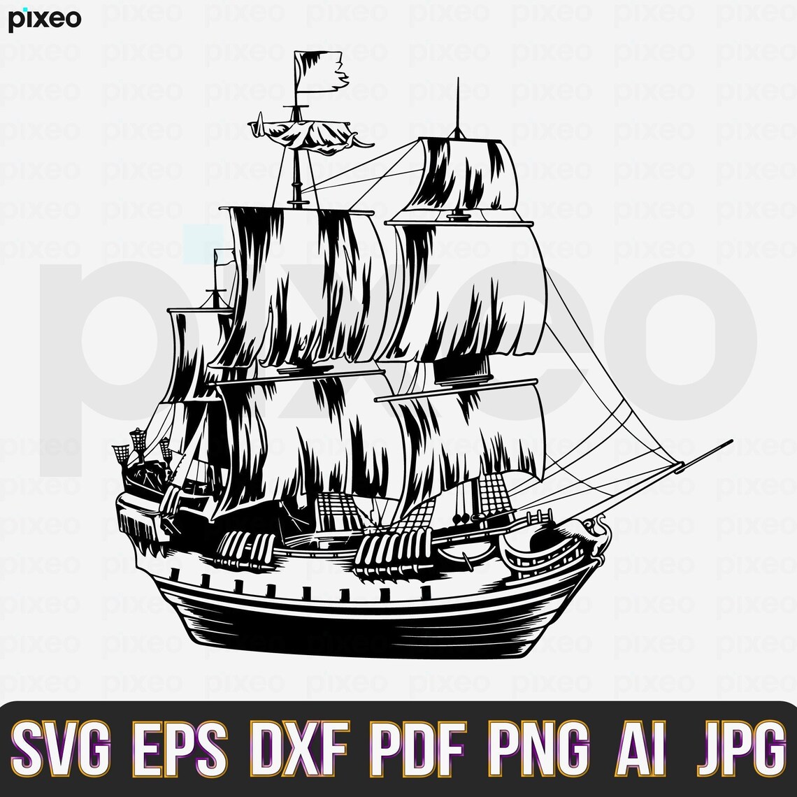 Pirate Ship Svg Ship Svg Black Ship Svg Pirate Svg Pirate - Etsy