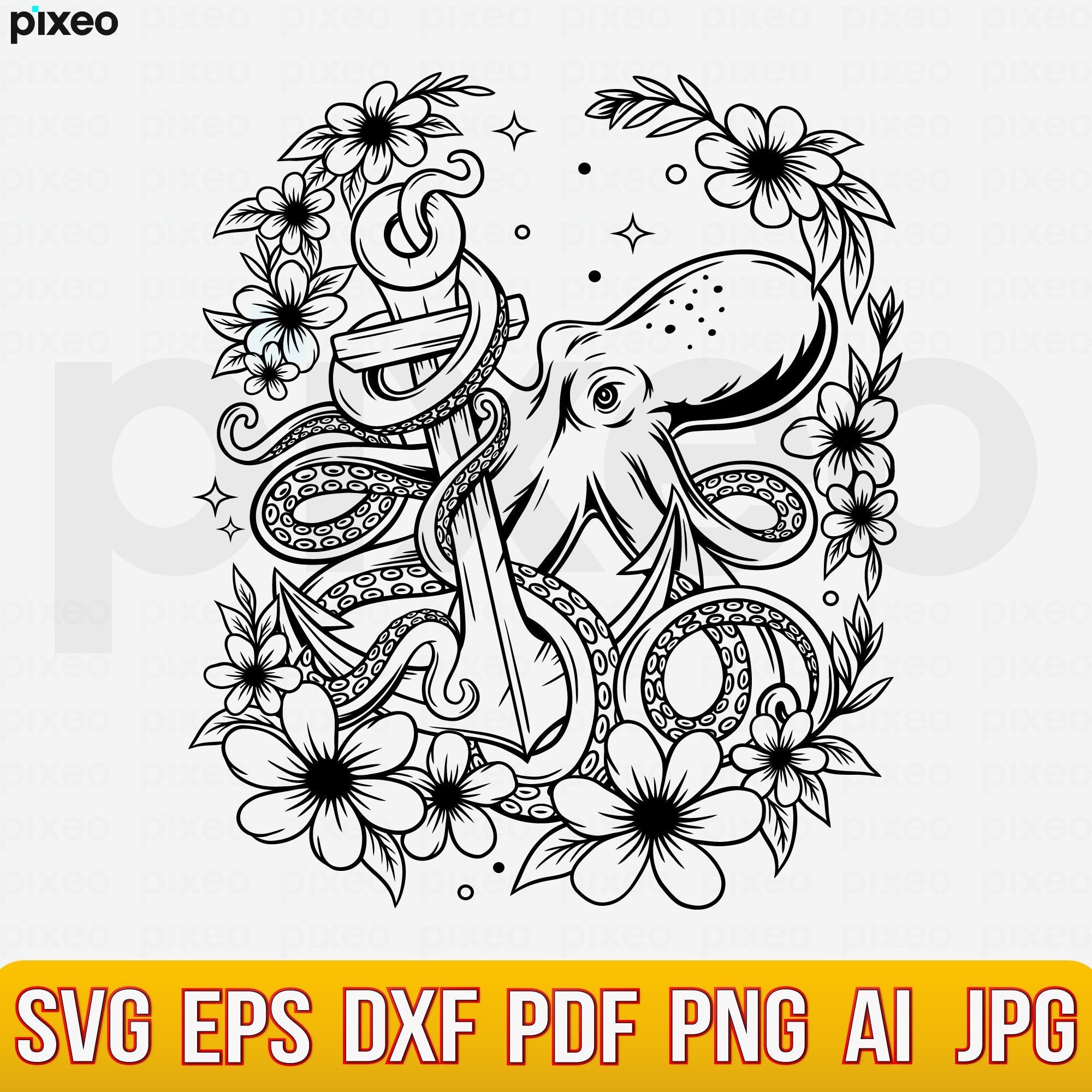 Octopus With Flowers Svg Octopus Svg Octopus Flower Svg - Etsy UK