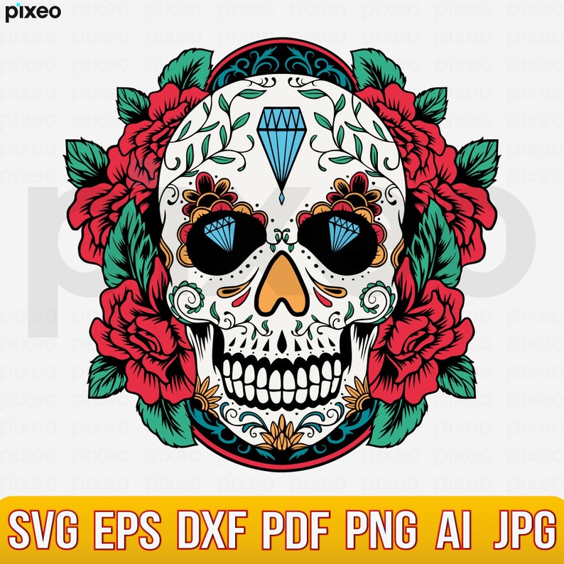 Sugar Skull Svg Day Of The Dead Svg Dia De Los Muertos Svg Etsy 3623