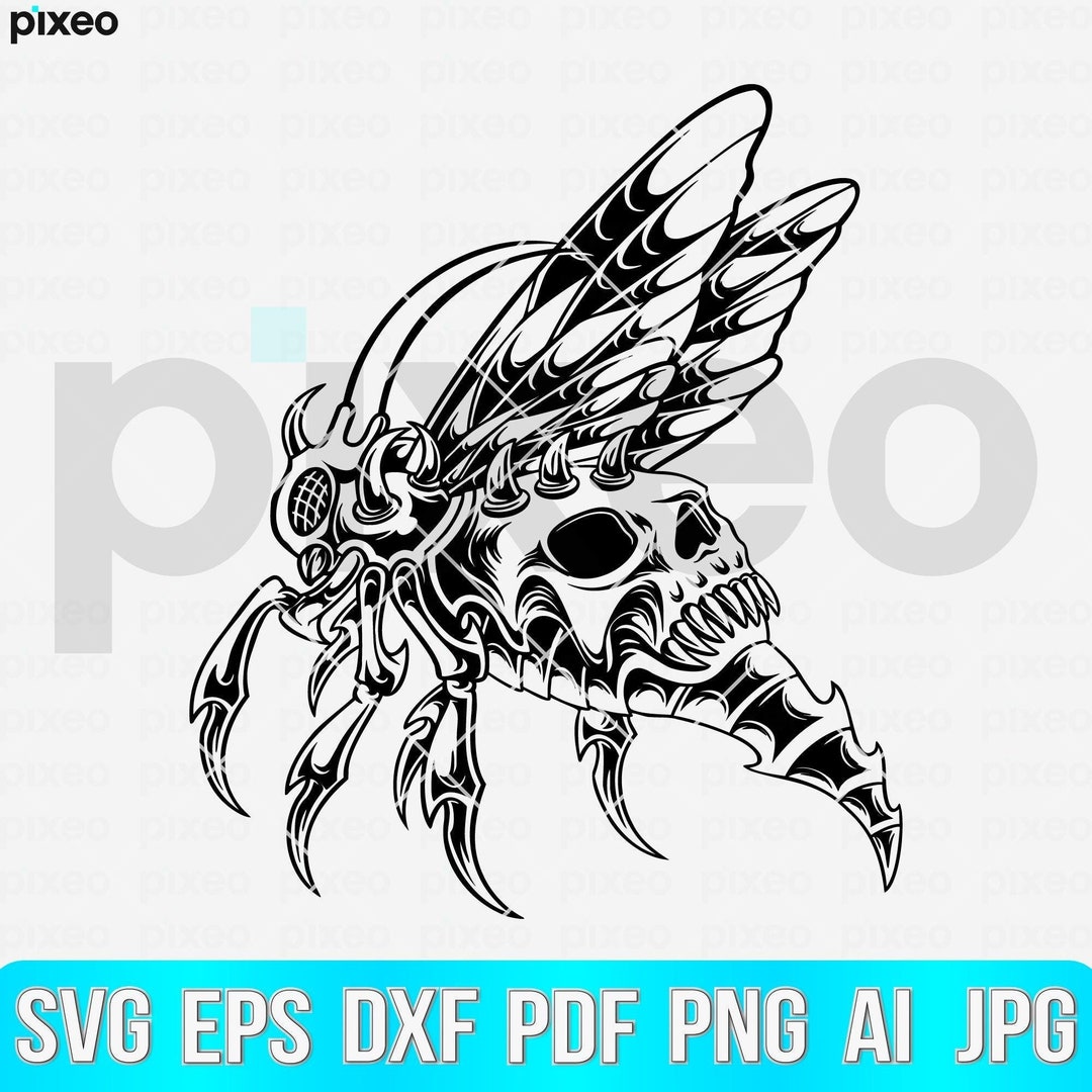 Skull Wasp SVG PNG Clipart – Unique Gothic Insect for Shirts, Cricut ...
