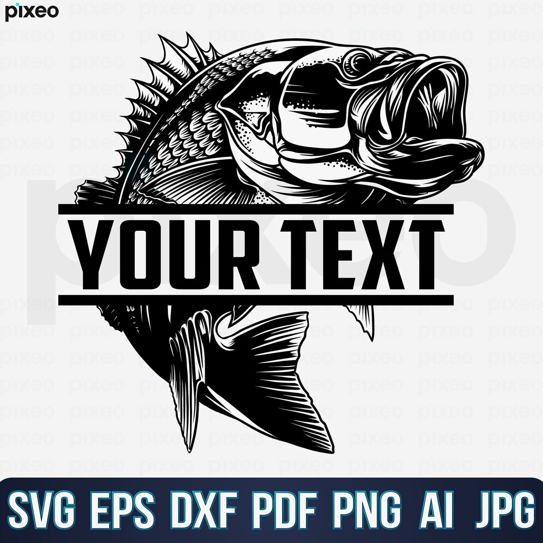 Bass Fishing Monogram Svg, Fishing Svg, Bass Name Fish Svg, Bass ...