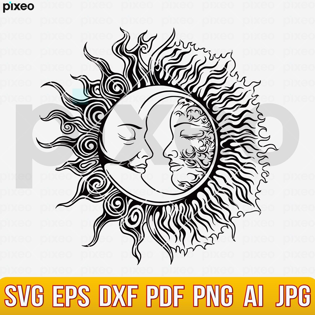 Sun and Moon Svg, Celestial Svg, Sun Svg, Moon Svg, Sun and Moon ...
