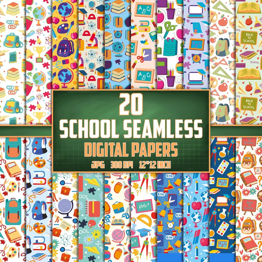 School Digital Papers, School Pattern, School Seamless, Teacher ...