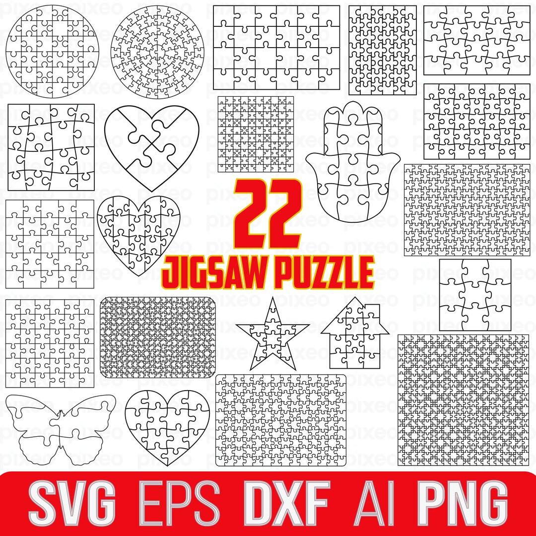 Jigsaw Puzzle Templates Svg, Puzzle Svg, Heart Jigsaw Puzzle Svg ...