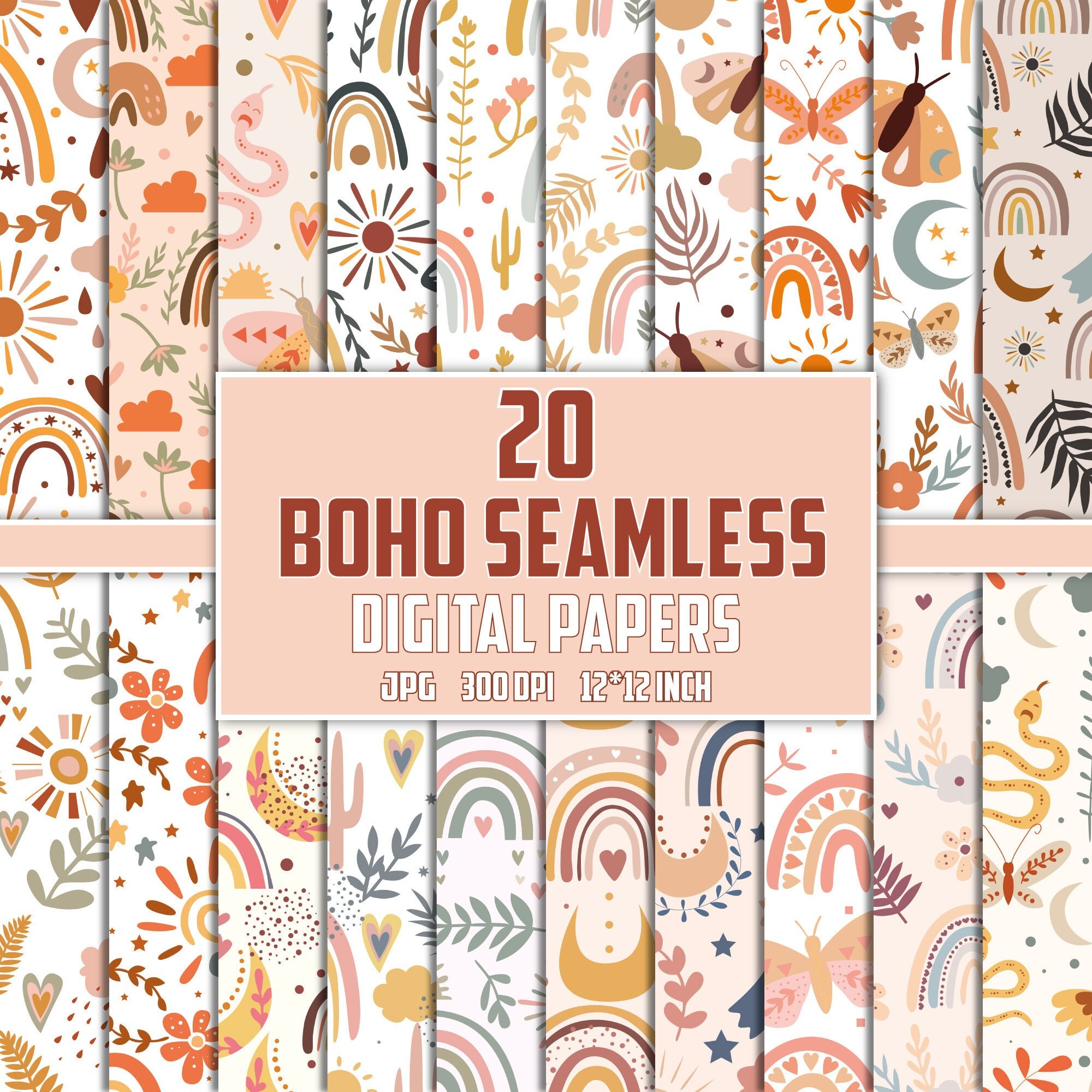 Boho Digital Paper Boho Seamless Pattern Boho Prints Boho - Etsy Australia