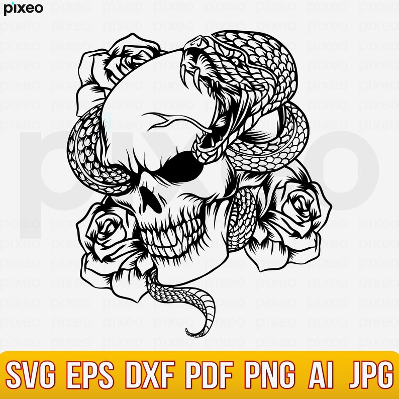 Skull Snake Svg Floral Snake Skull Svg Skull Svg Snake Svg - Etsy
