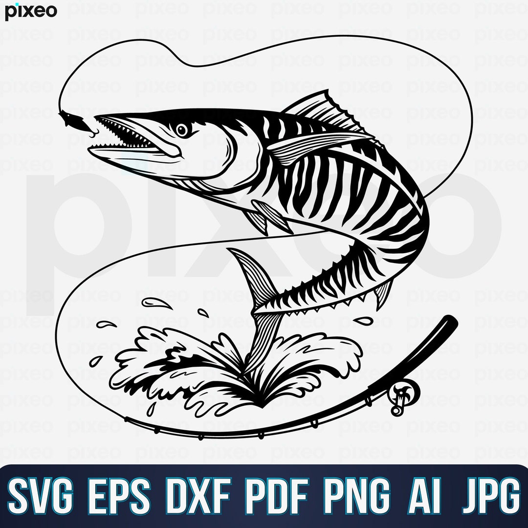 Mackerel Fishing SVG: Fish Clipart Vector Cut File - Etsy