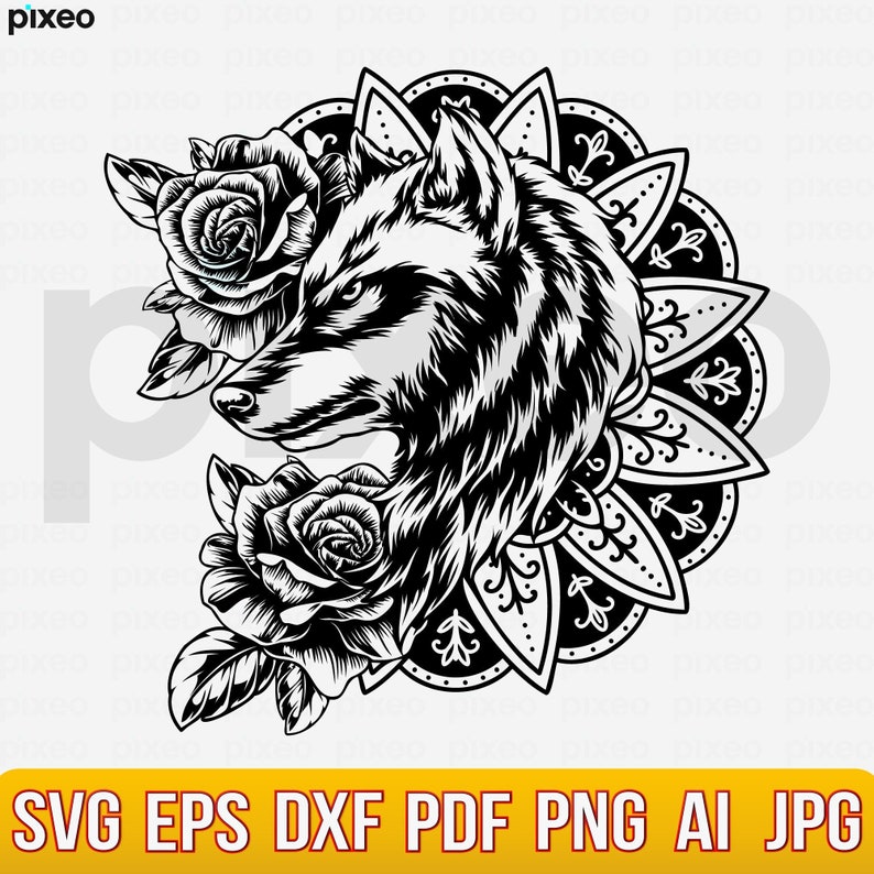 Wolf Svg Wolf Mandala Svg Wolf Clipart Mandala Svg Wolf - Etsy