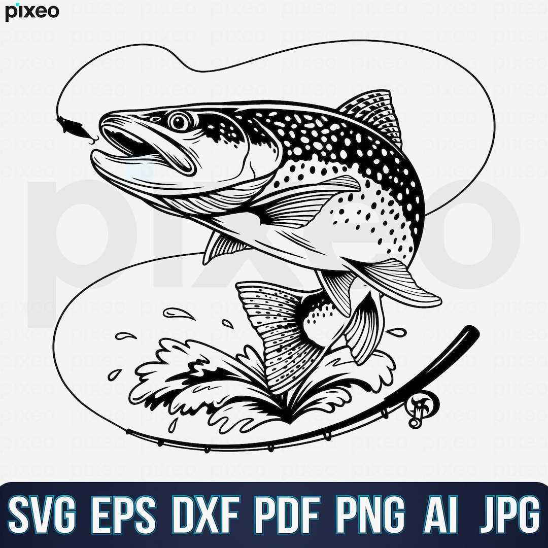Trout Fishing Svg, Trout Fish Svg, Trout Svg, Trout Fish Clipart, Trout ...