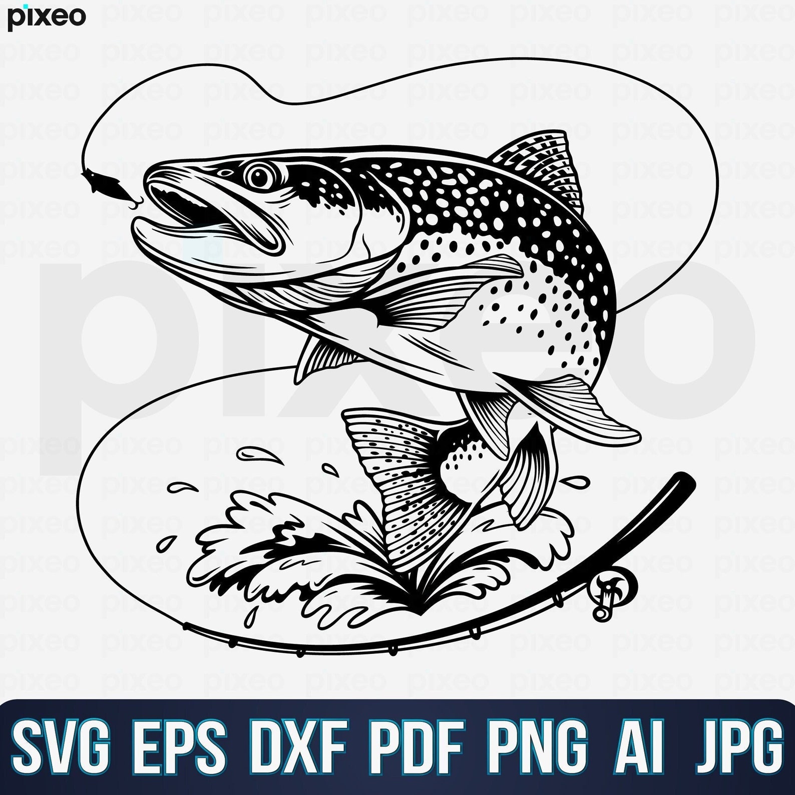 Trout Fishing SVG: Fish Vector Clipart, Cricut Cut File (digital ...
