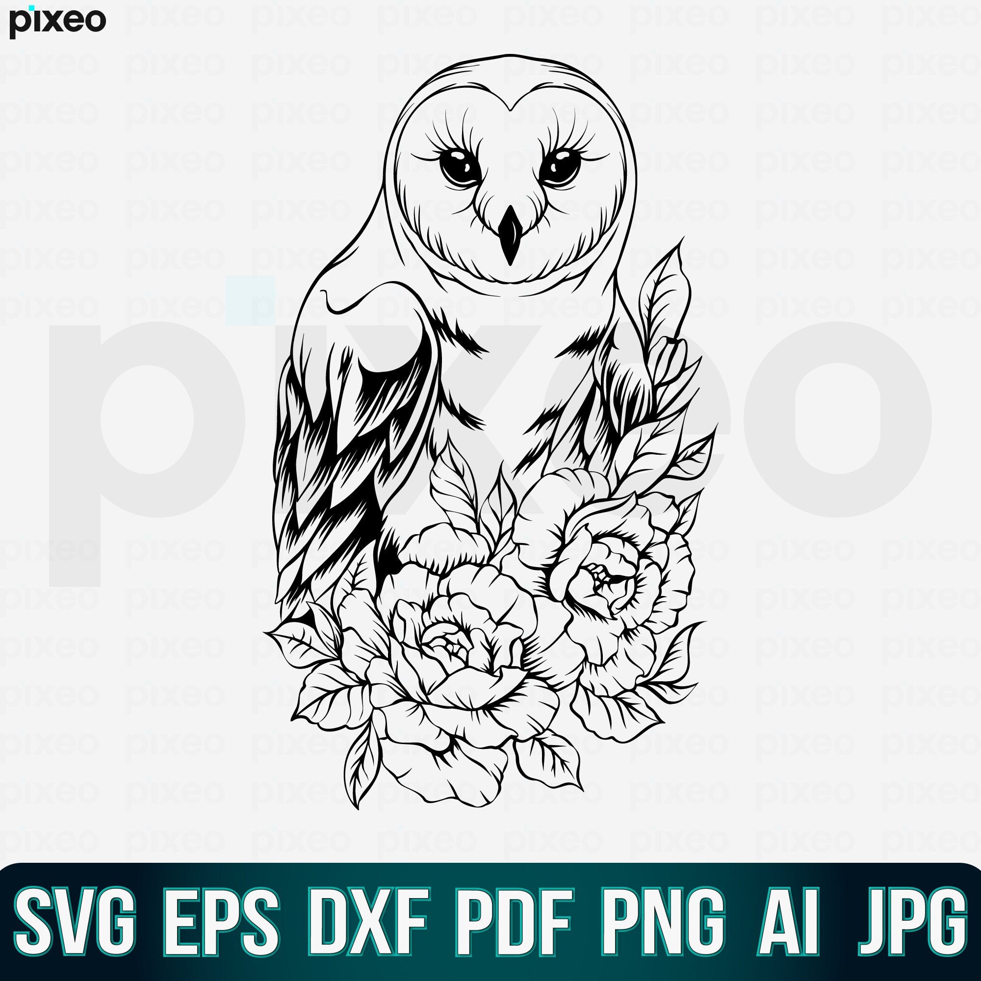 Owl With Flowers Svg Owl Svg Owl Flower Svg Owl Head Svg - Etsy UK