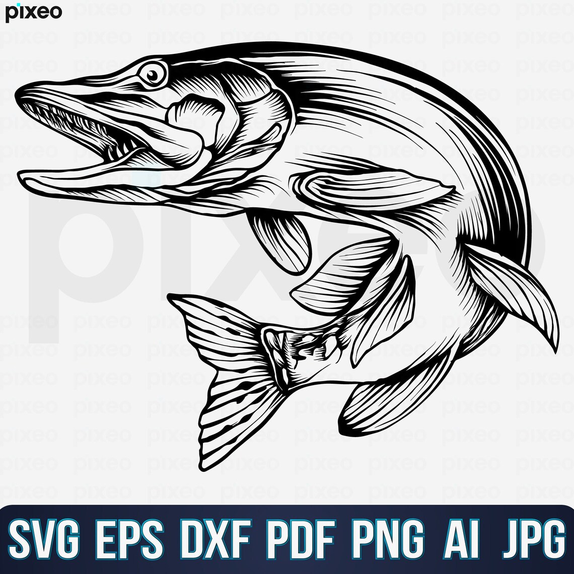 Northern Pike Fishing Svg Fishing Svg Pike Fish Svg Pike | Etsy