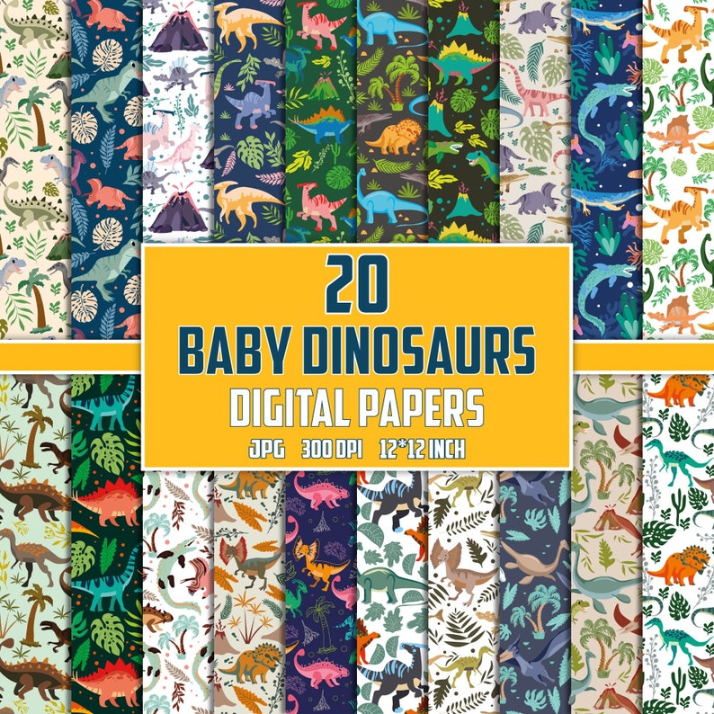 Dinosaur Digital Paper: Seamless Dino Pattern (digital Download) - Etsy