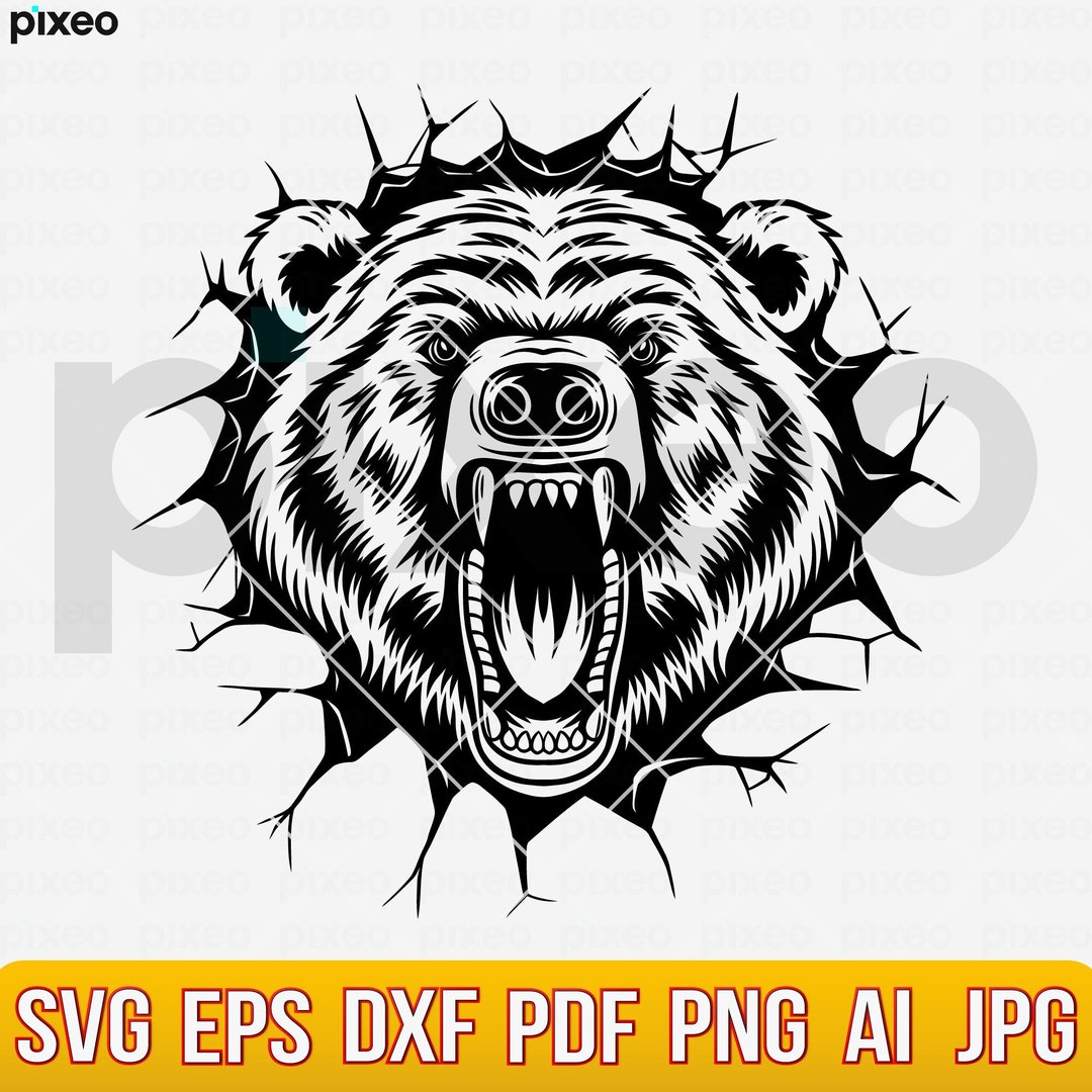 Bear in the Wall Svg, Bear Face Svg, Bear Head Svg, Bear Face Clipart ...