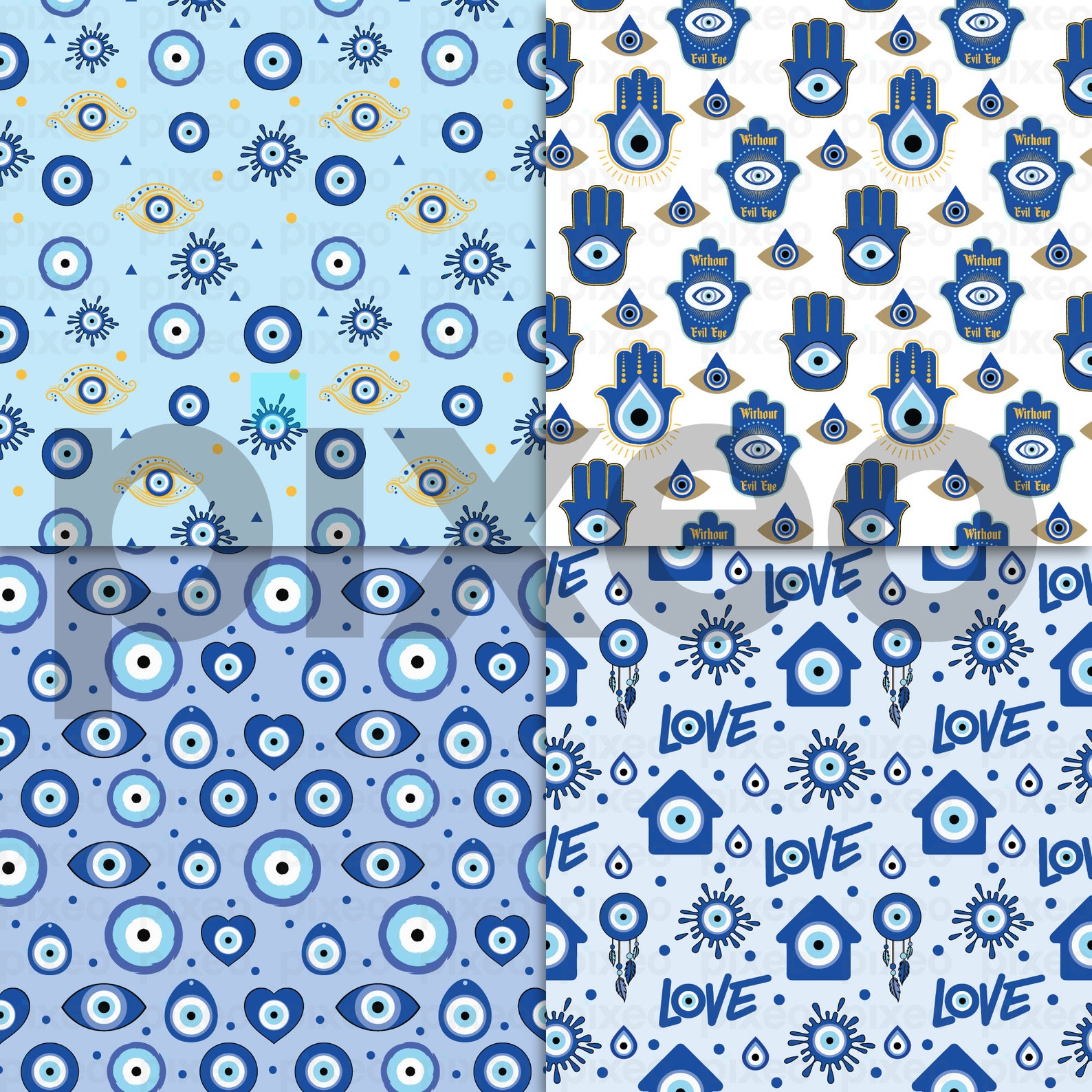 Evil Eye Seamless Patterns Digital Papers Evil Eye 20 | Etsy