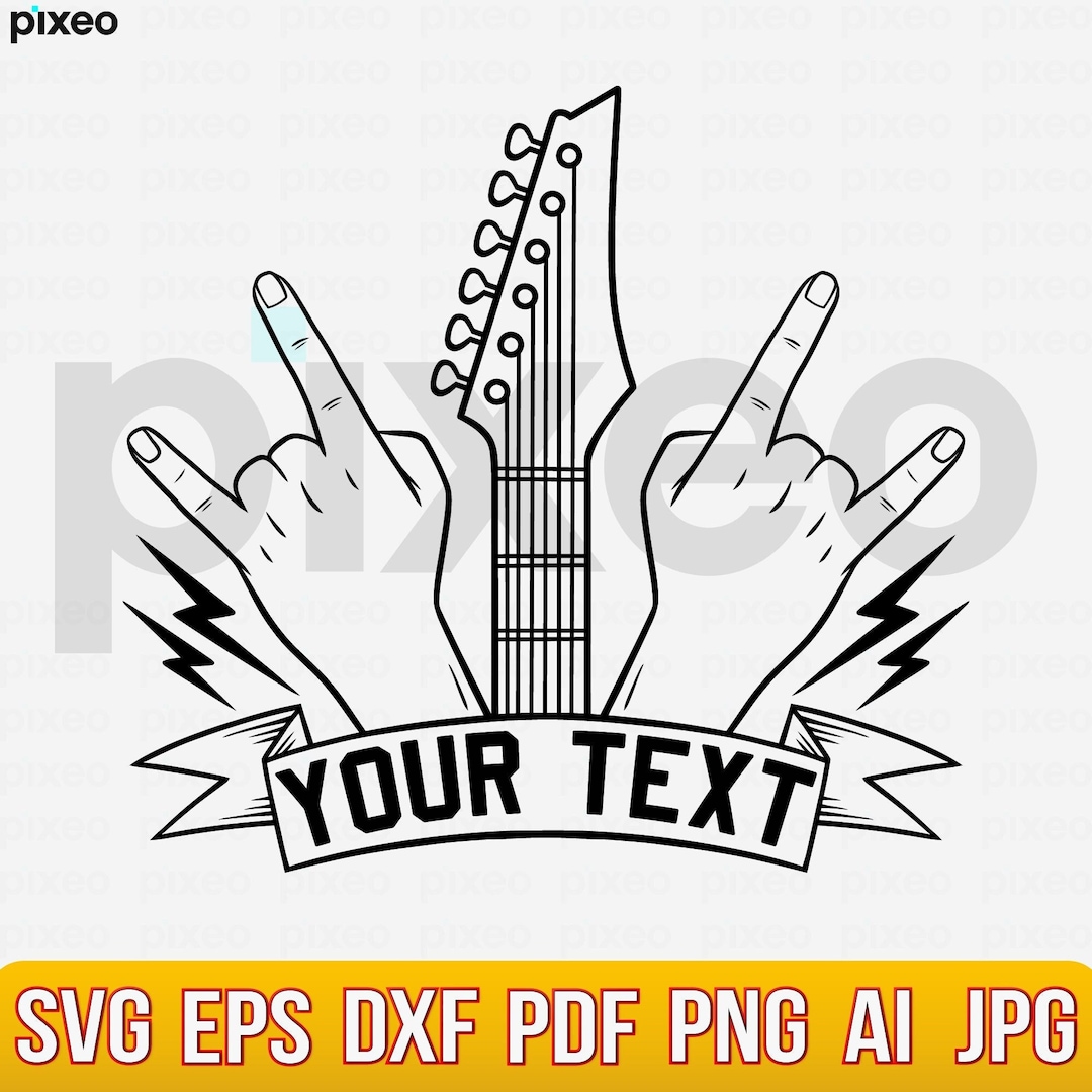 Rock and Roll Music Svg, Guitar Svg, Rock Band Svg, Rock Clipart, Rock ...