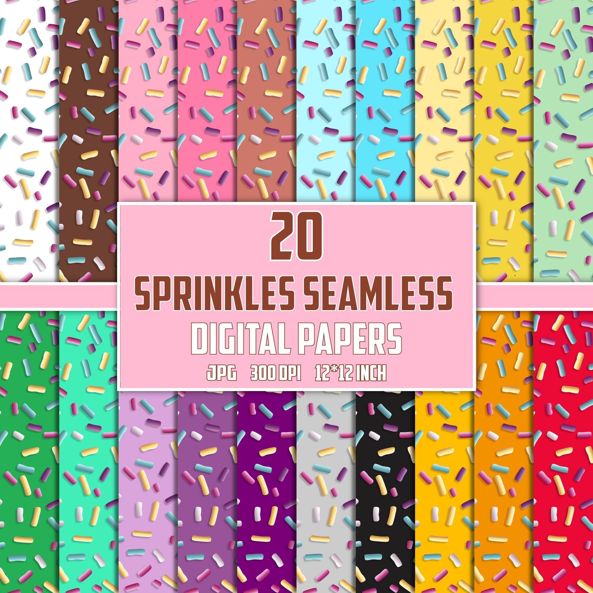 Donut Sprinkles Digital Papers Donut Sprinkles Patterns - Etsy